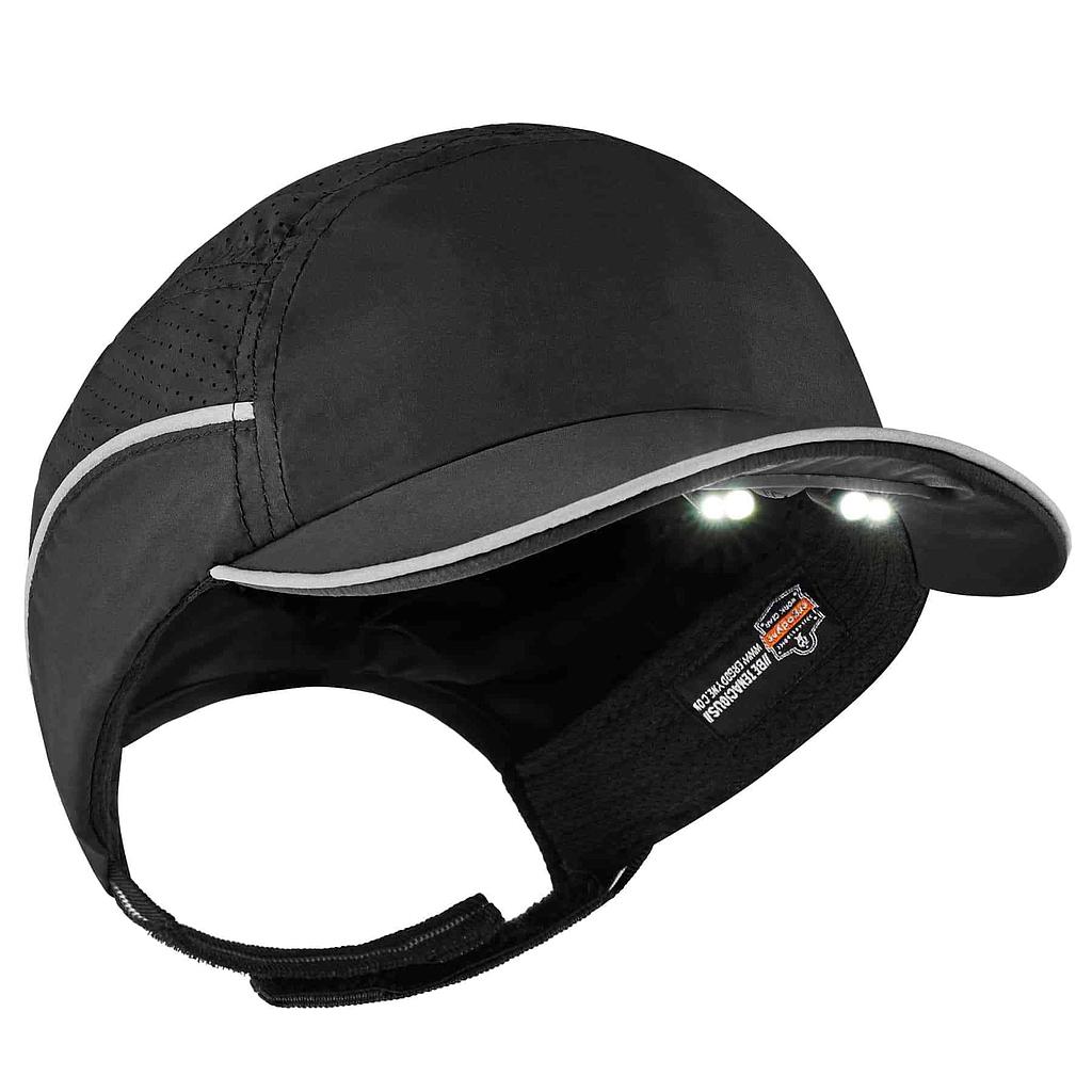 Letvægt bump Cap vejer kun 135 gram, med 4 LED lys dioder og kort 5 cm