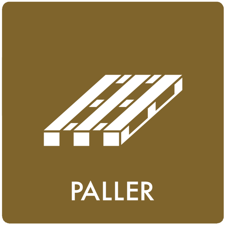 Affaldsskilt AF4205: Paller, fås i 3 forskellige materialer og str. me