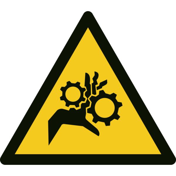 Hånd i tandhjul - Advarselsskilt - ISO 7010: W089, indendørs plast, 2
