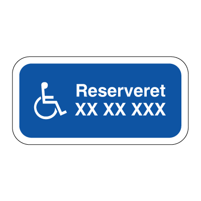 Handicap parkering reserveret skilt med nummerplade information - 25 x